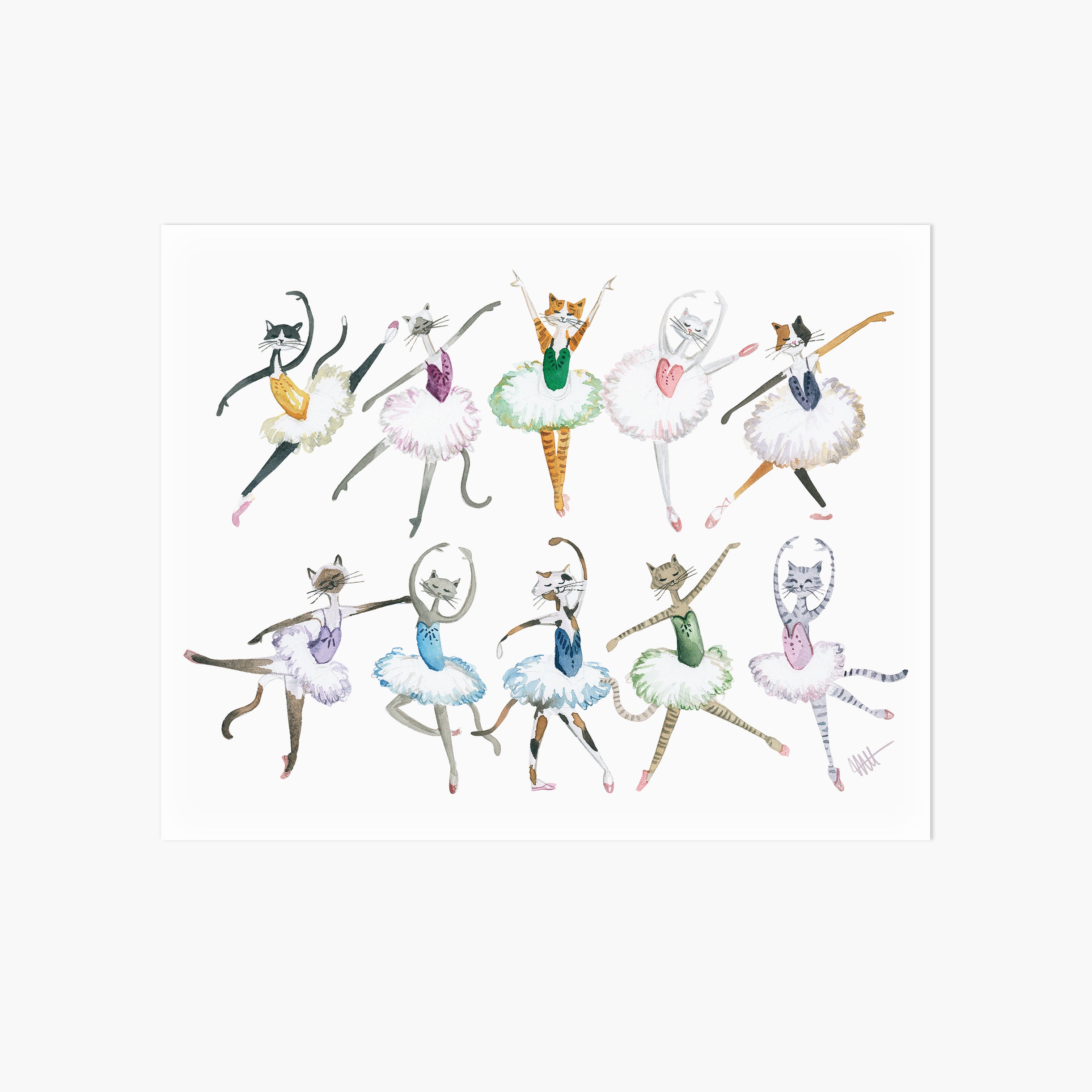 Ballerina Cats Art Print | Ballet Art and Ballet Lifestyle by Pointebrush