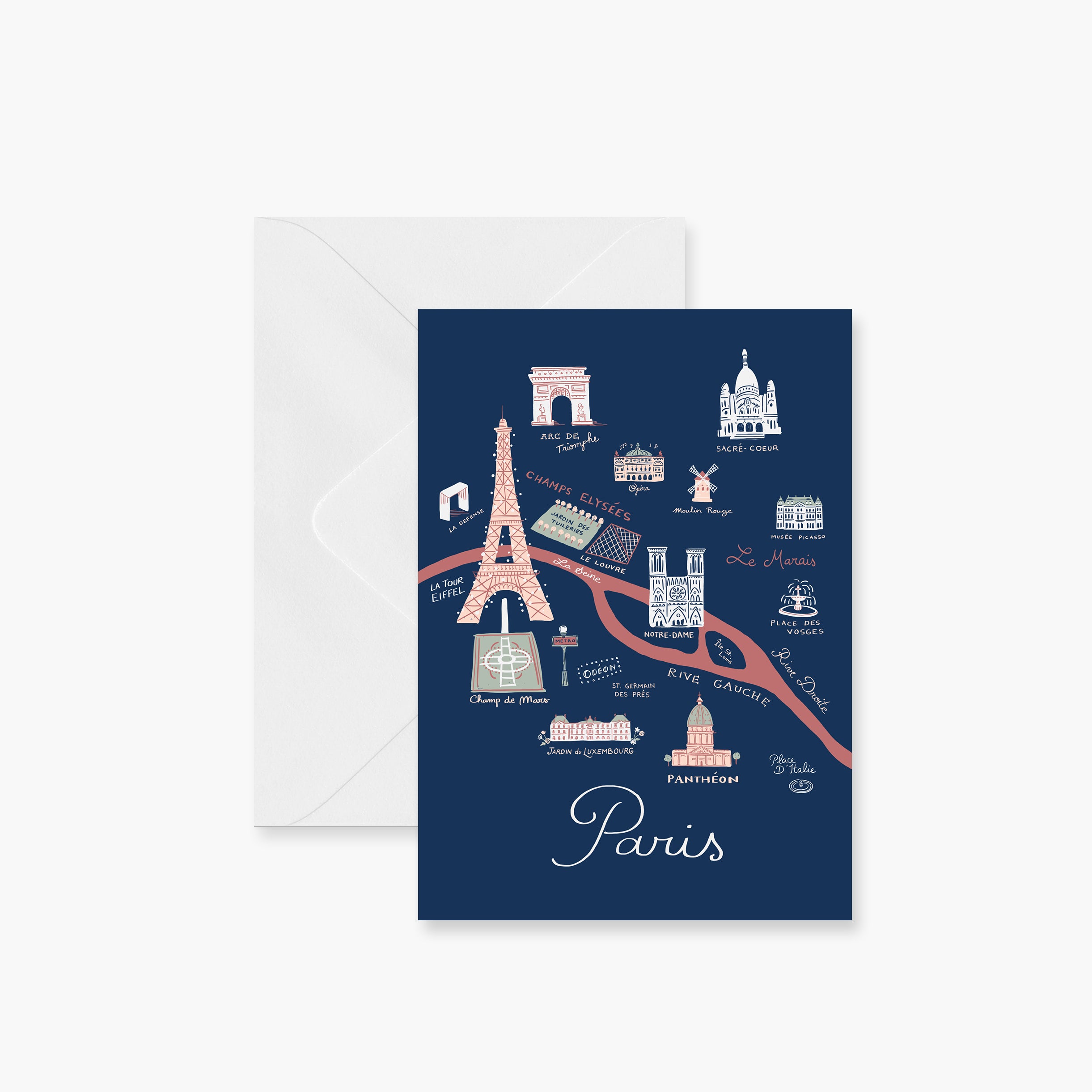 Paris Map Greeting Card Set